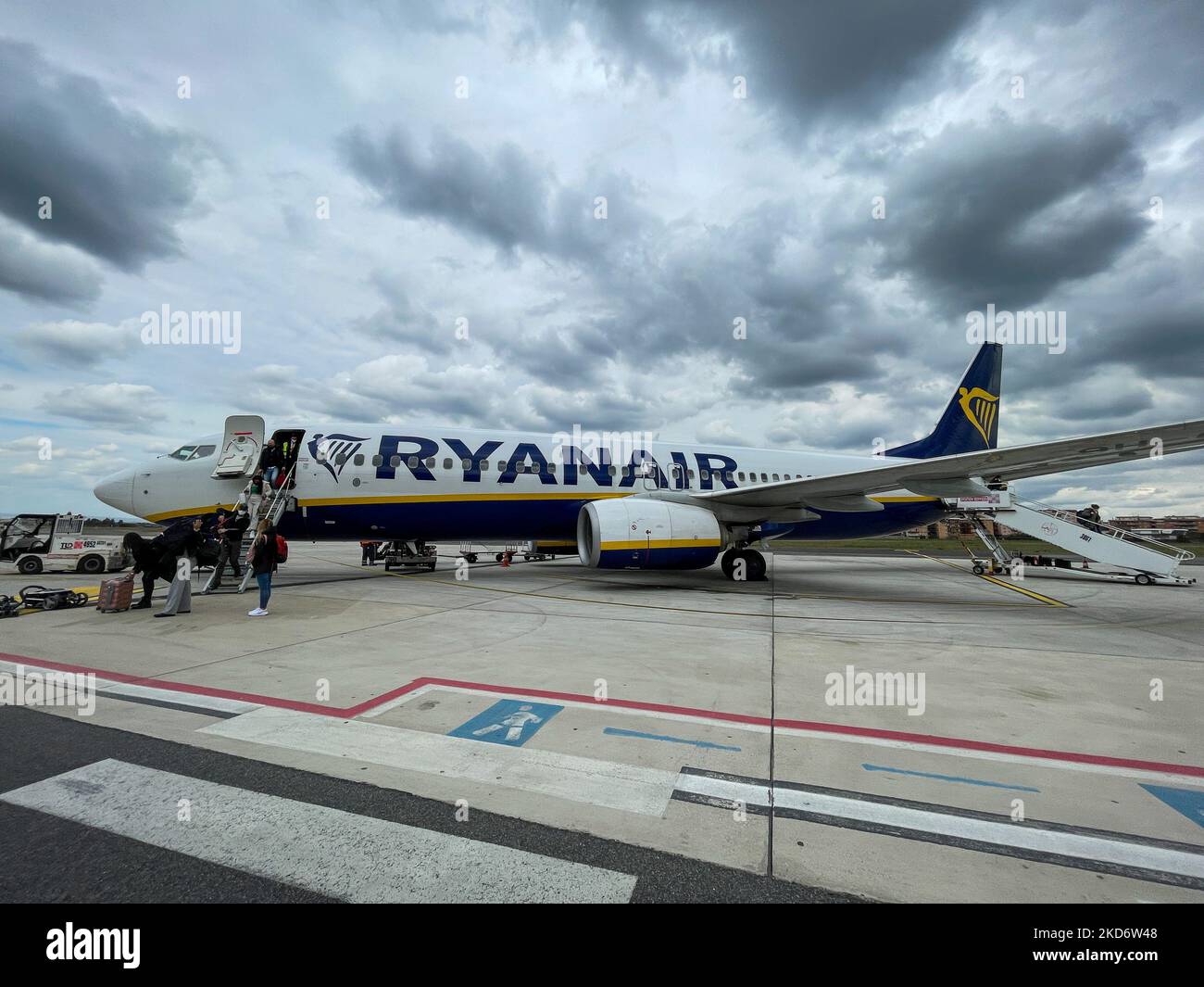 A Ryanair Boeing 737-800 in Ciampino Airport, in Rome, Italy, on April ...