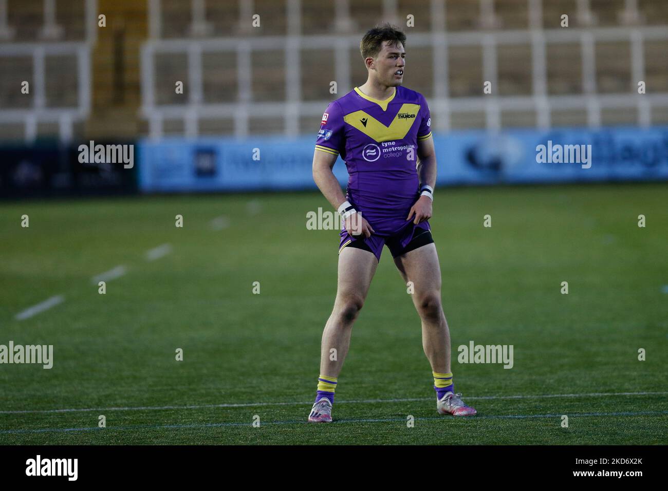 Isaac Nokes of Newcastle Thunder looks on during the BETFRED ...
