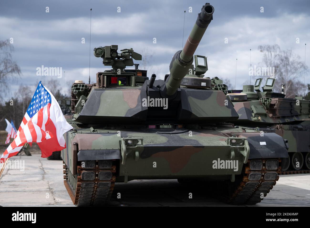 American Abrams tanks presented during the ceremony of signing the ...