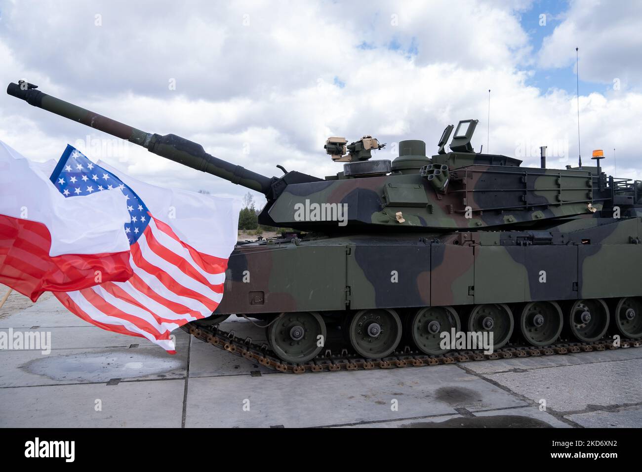 American Abrams tanks presented during the ceremony of signing the ...