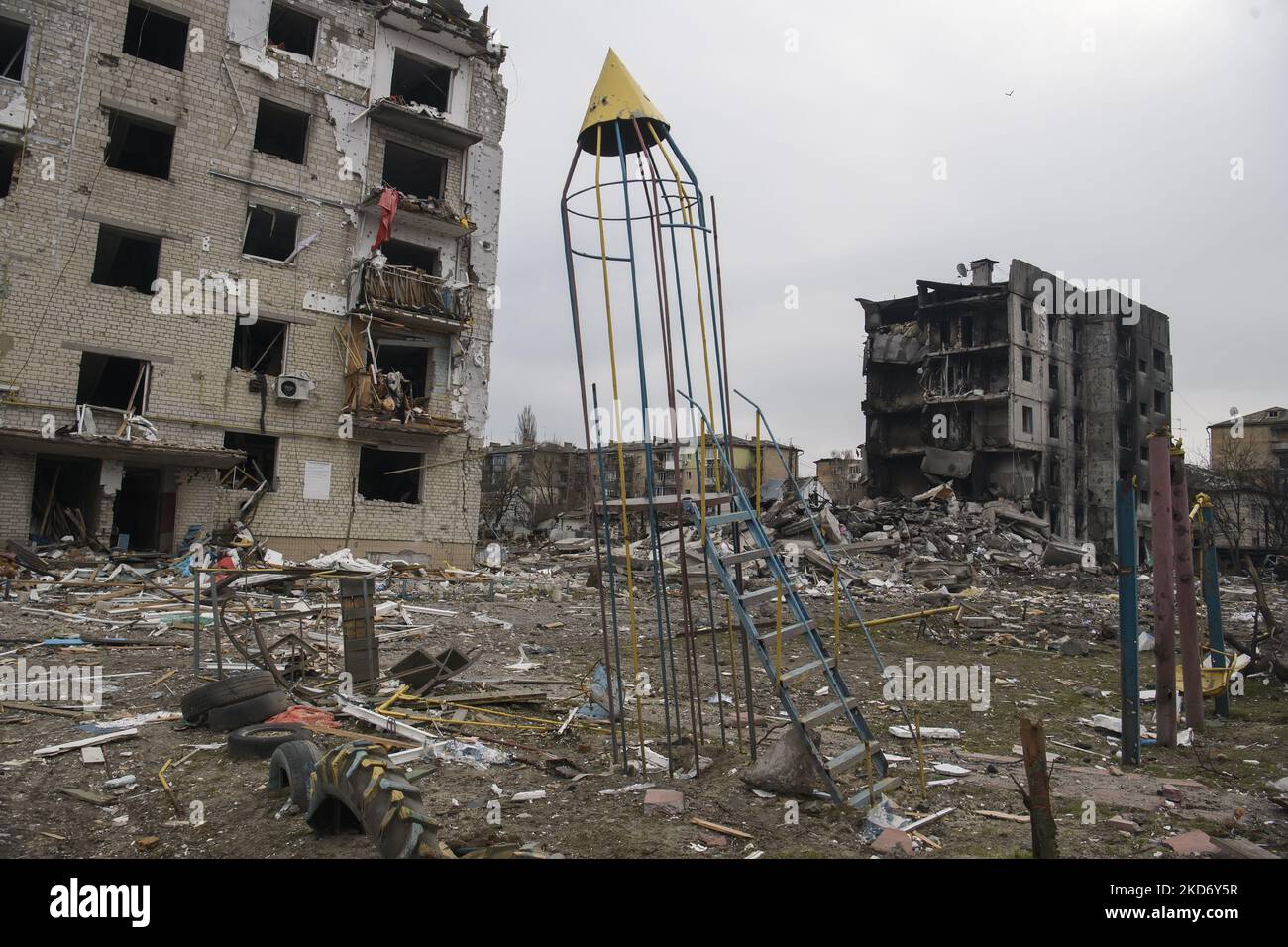 Residential building Destroyed by Russian army in the recaptured by the ...