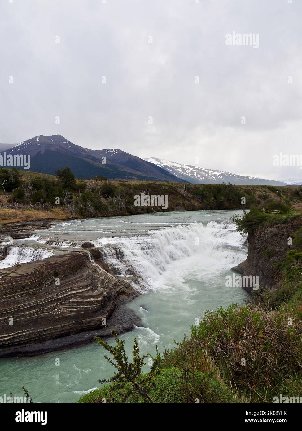The Cascada Del Rio Paine waterfall in Torres Del Paine National Park ...