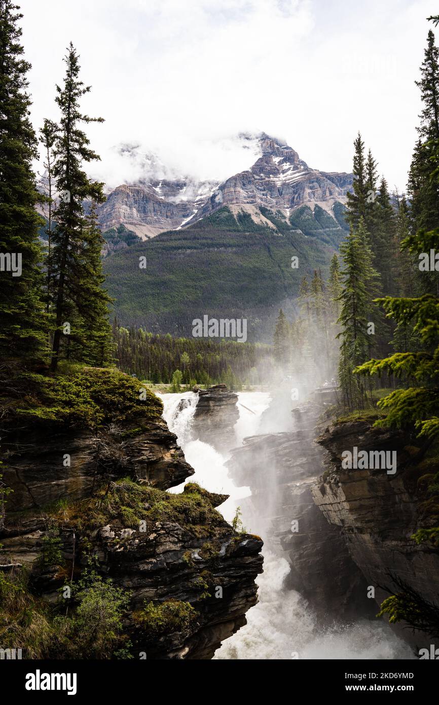 A beautiful nature landscape with snowy mountain peaks Stock Photo - Alamy