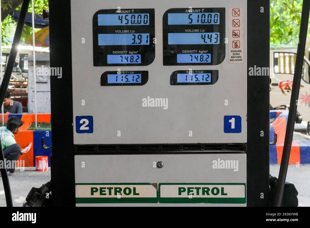 A meter at a petrol pump showing the current price of petrol , as seen ...