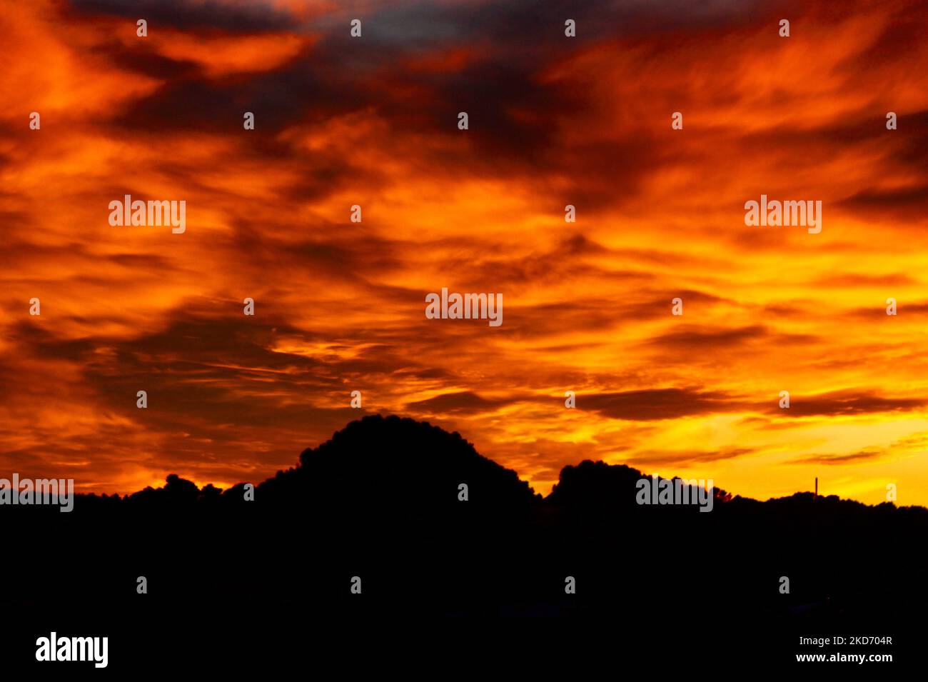 Colorful Sunset sky over Gardanne, Région Provence Alpes Côte d'Azur ...