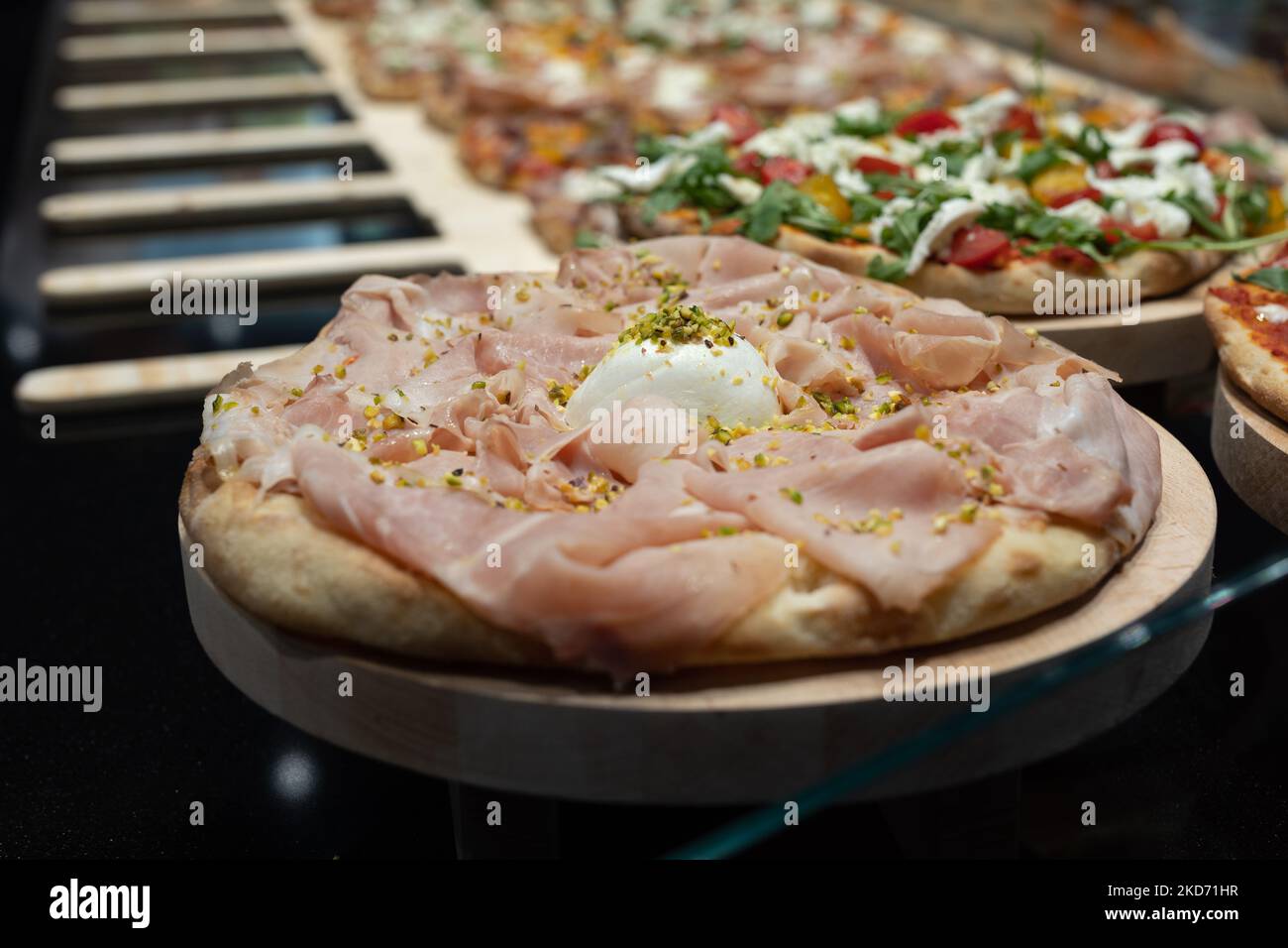 Italian Pizza Stuffed with Fresh Ham, Cheese and Pistachio Nuts Stock ...