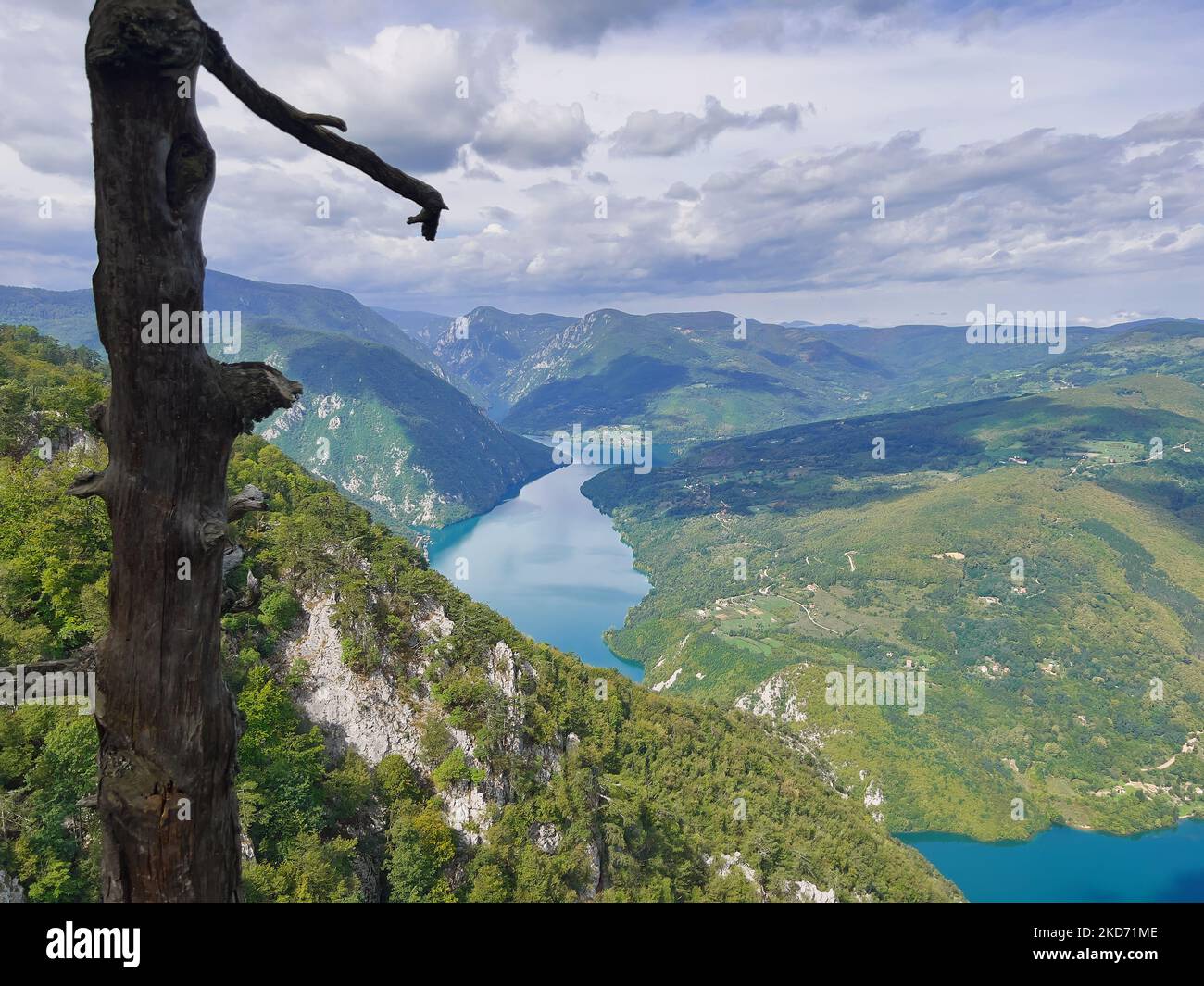 Majestic scenery nature river Drina Eastern Serbia Perucac Bajina Basta seen from viewpoint ...