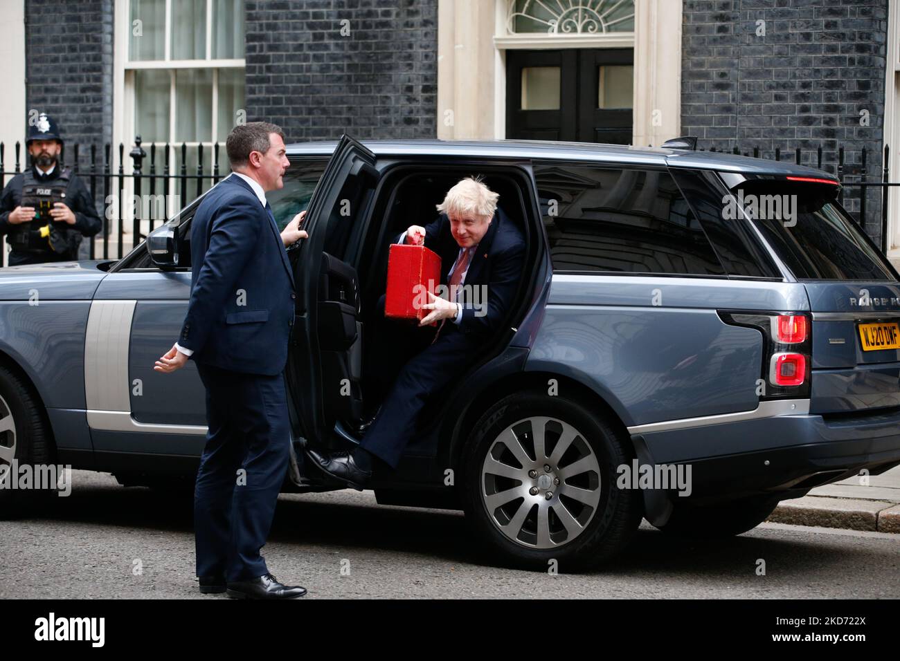 British Prime Minister Boris Johnson arrives outside 10 Downing Street ...