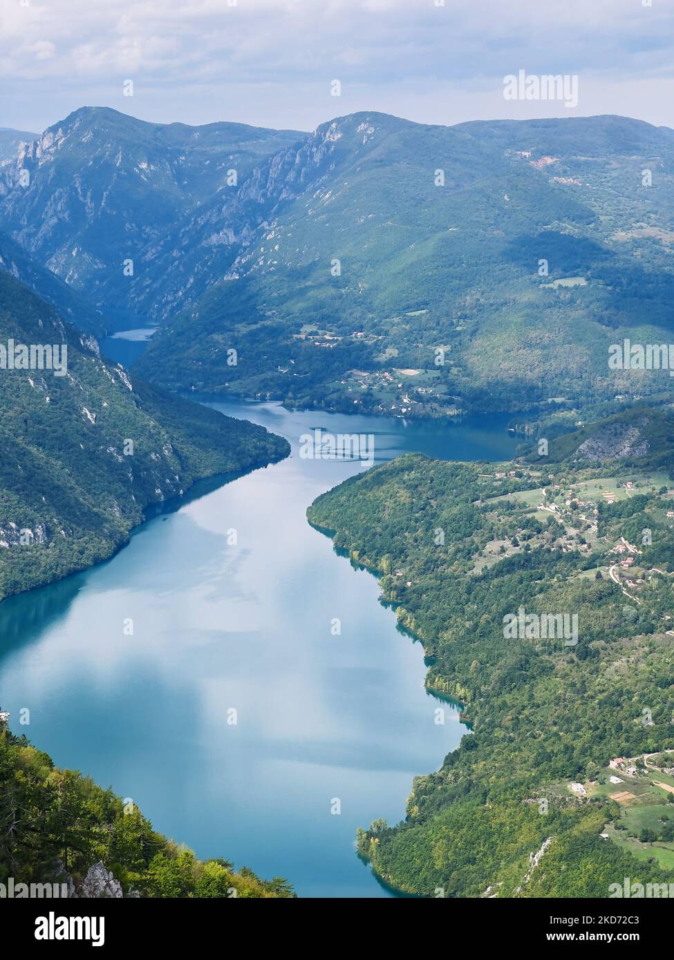 Majestic scenery nature river Drina Eastern Serbia Perucac Bajina Basta seen from viewpoint ...