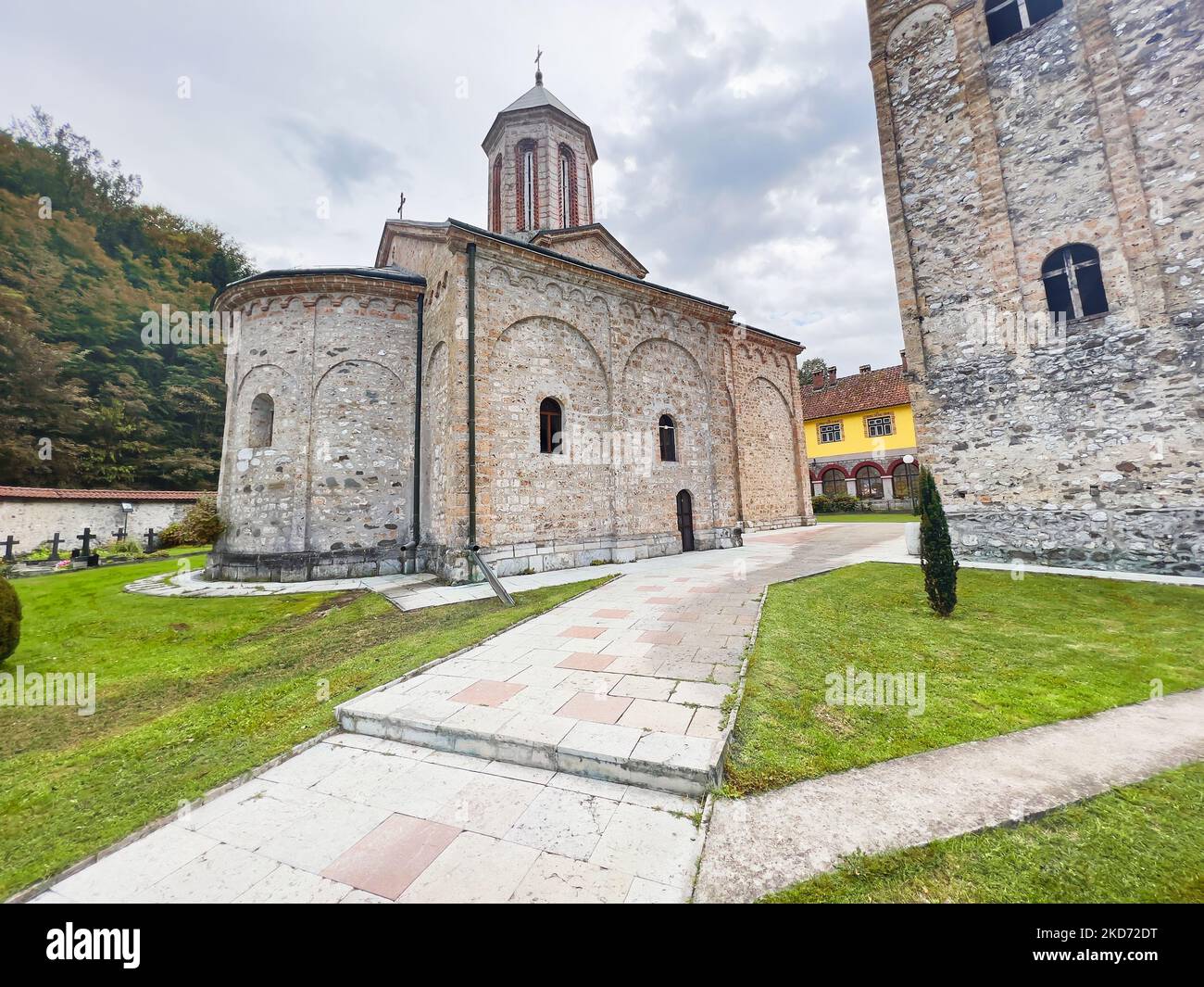 old beautiful medieval monastery Raca near Bajina Basta in Serbia Stock ...