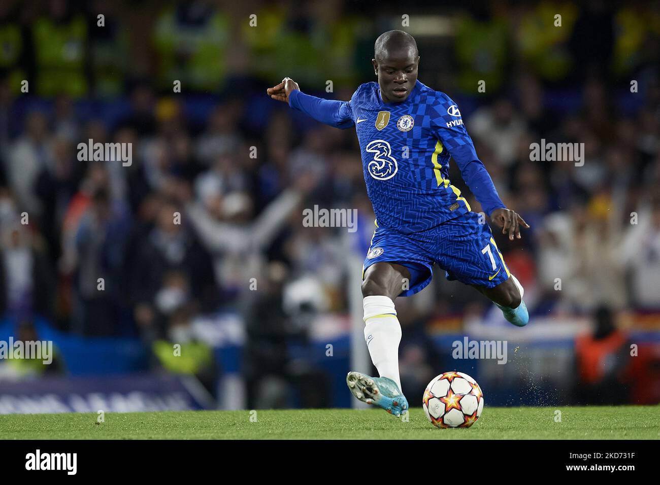 N'Golo Kante of Chelsea shooting to goal during the UEFA Champions ...