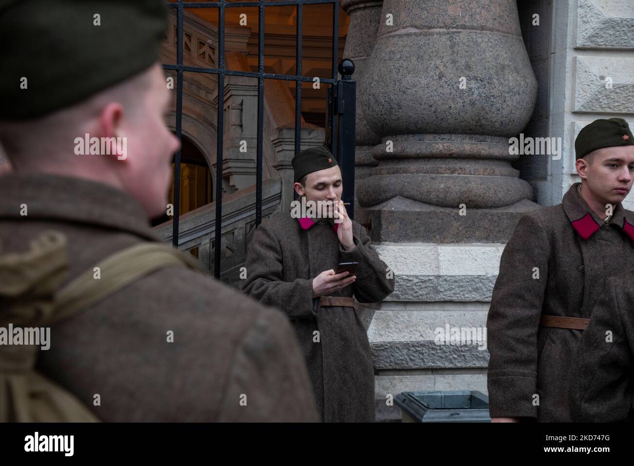 Moscow, Russia. 5th of November, 2022 A participants wearing Soviet ...