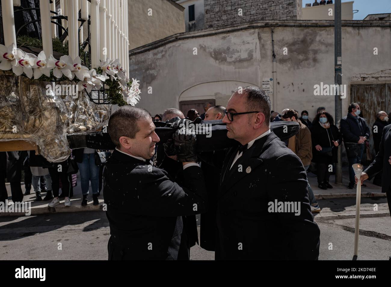 Bearers take turns during the procession of the Desolata through the ...