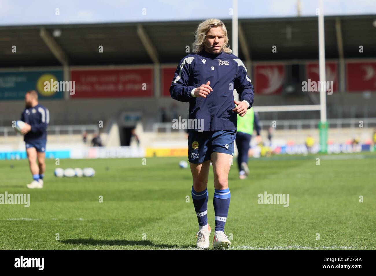 Faf de Klerk of Sale Sharks warming up before the European Champions ...