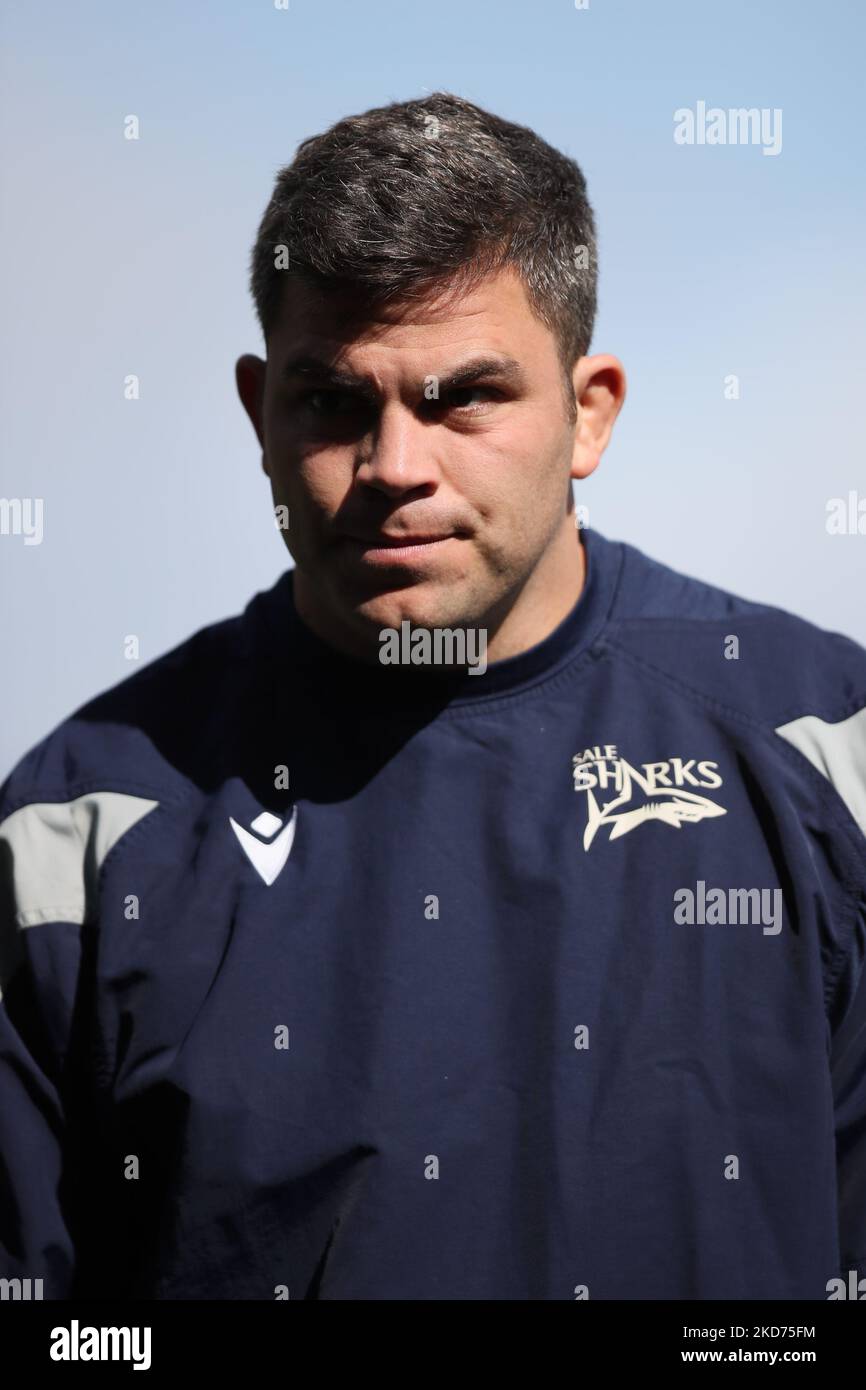 Jono Ross (c) of Sale Sharks warming up before the European Champions ...