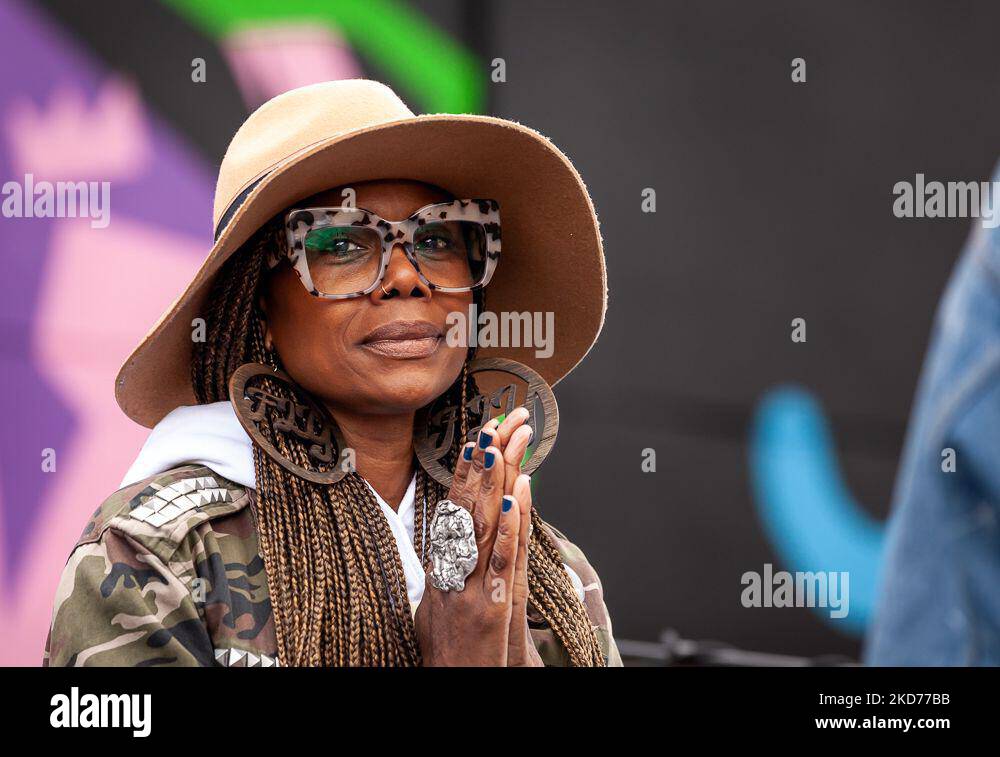 Sabriya Williams, one of the co-founders of She Will Rise, on stage at ...