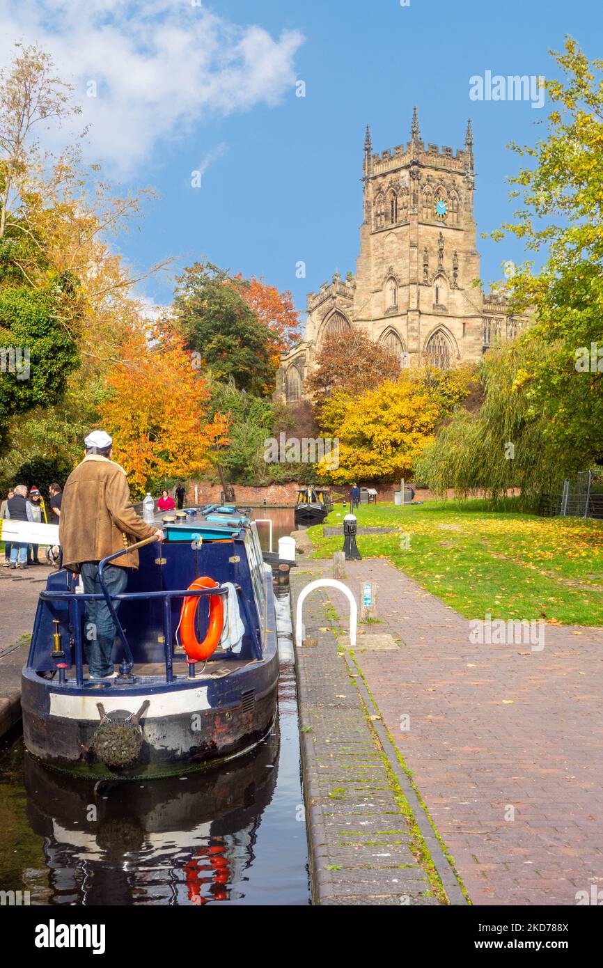 Narrowboat on the Staffordshire and Worcester canal by St Mary's and ...