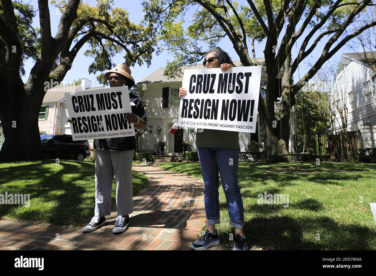 Demonstrators gathered outside Sen. Ted Cruz’s house Saturday afternoon ...
