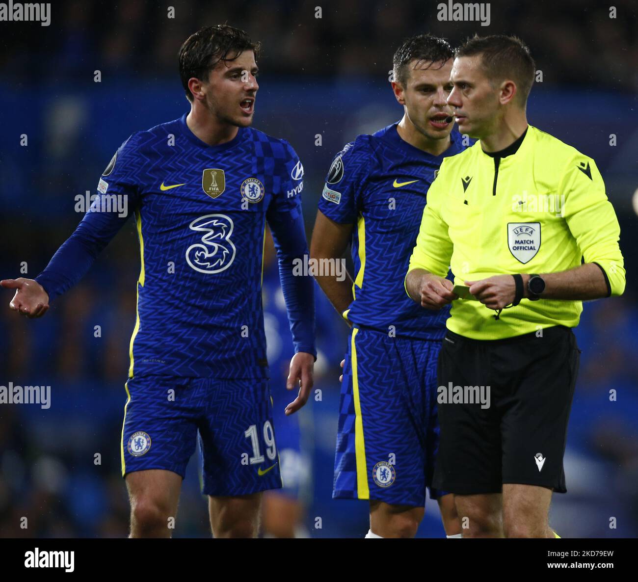 Chelsea's Mason Mount having words with Referee Clement Turpin during ...