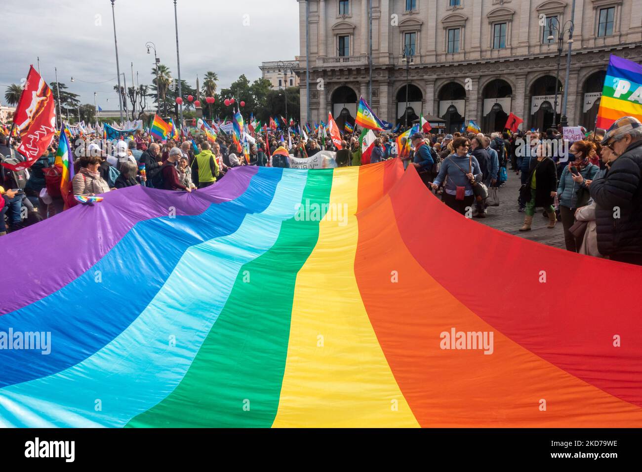 Rome, Italy - November 5th, 2022: Thousands of people demonstrate for ...