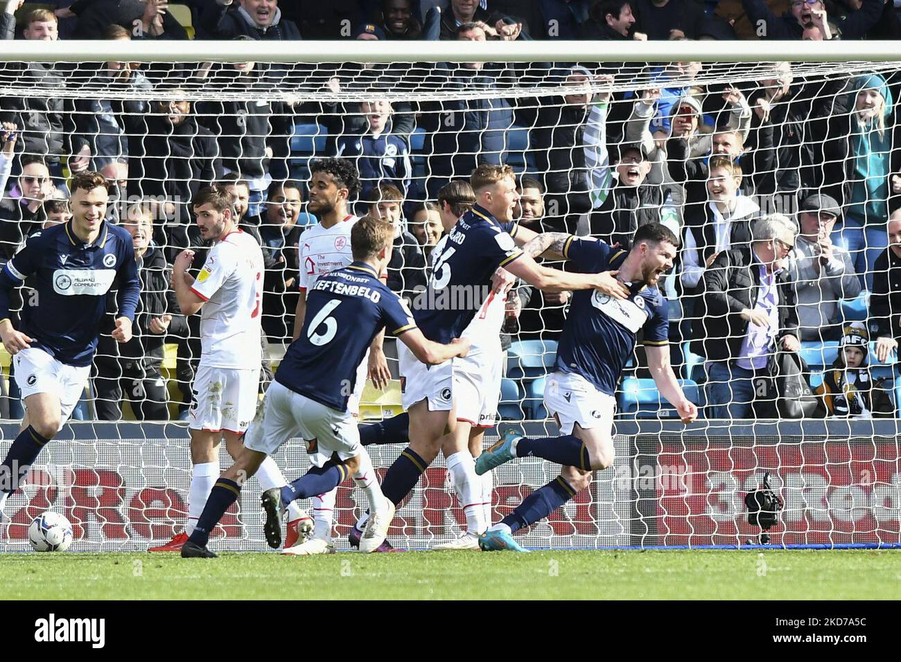 Oliver Burke of Millwall celebrating with Daniel Ballard of Millwall ...