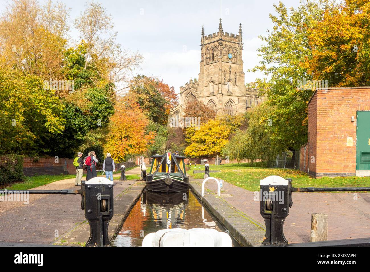 Narrowboat on the Staffordshire and Worcester canal by St Mary's and ...