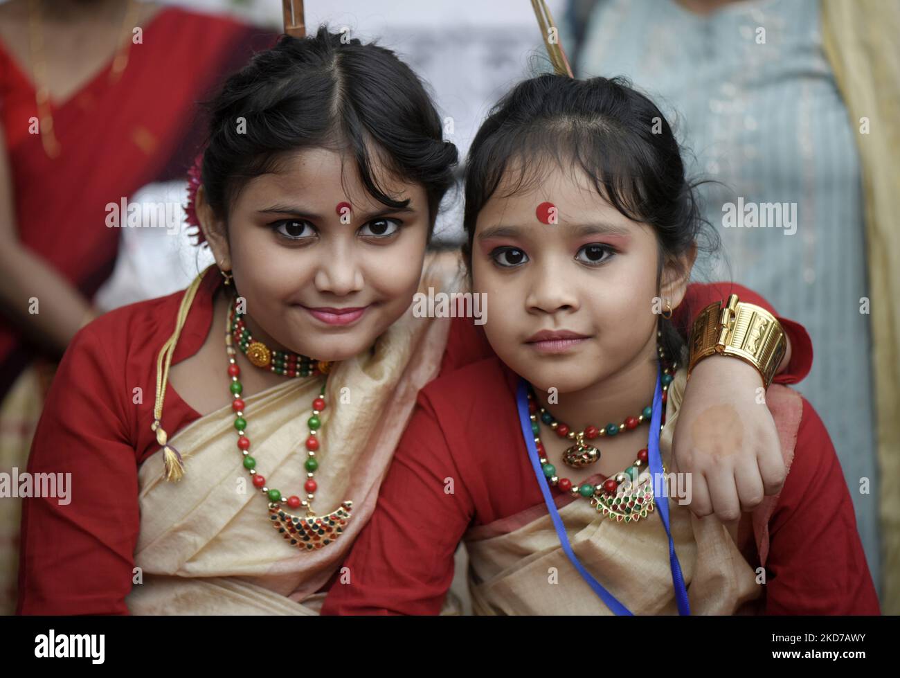 Girls wearing traditional costume posed for photograph at a Bihu Dance ...