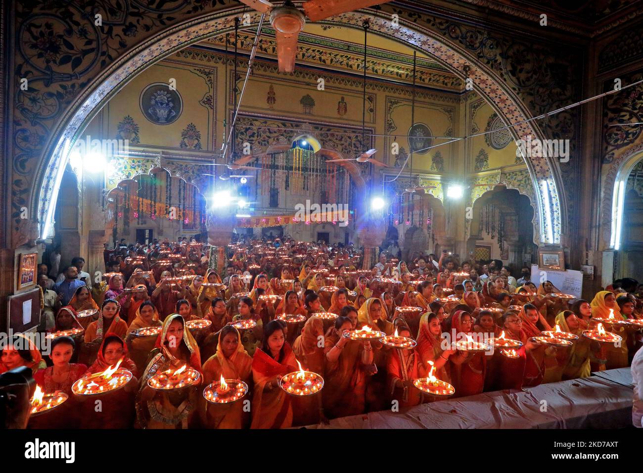 Devotees perform 'Maha aarti' on the occasion of Ram Navami, at Sri ...