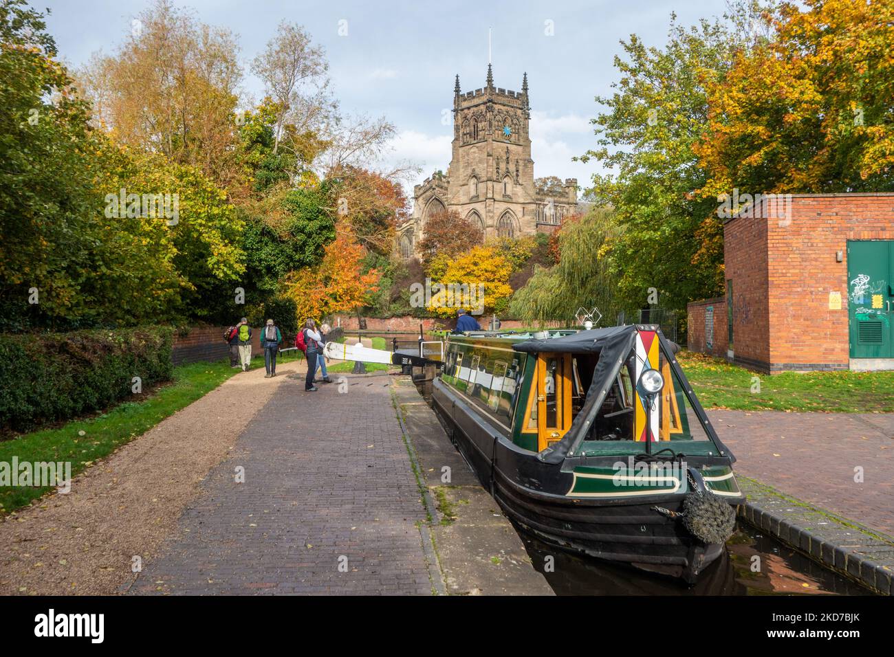Narrowboat on the Staffordshire and Worcester canal by St Mary's and ...