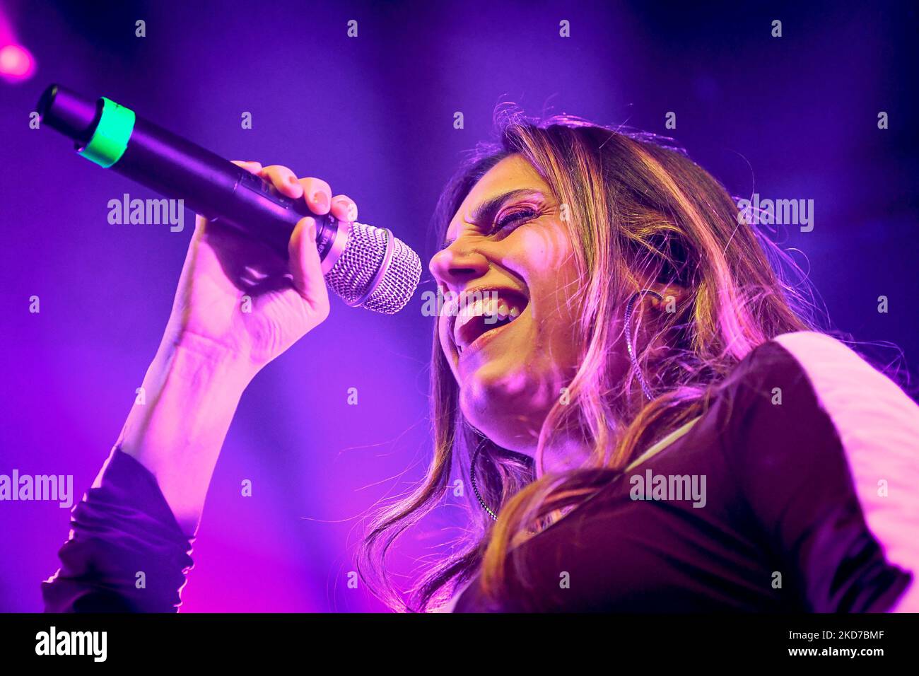 Margherita Vicario singing on stage during the Italian singer Music ...