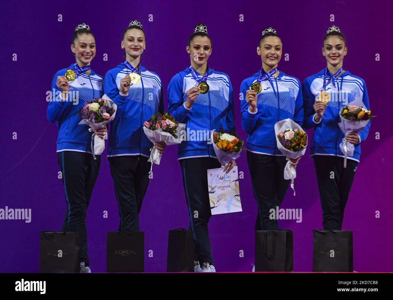 National team of Greece performs at Rhytmic Gymnastics World Cup 2022 ...
