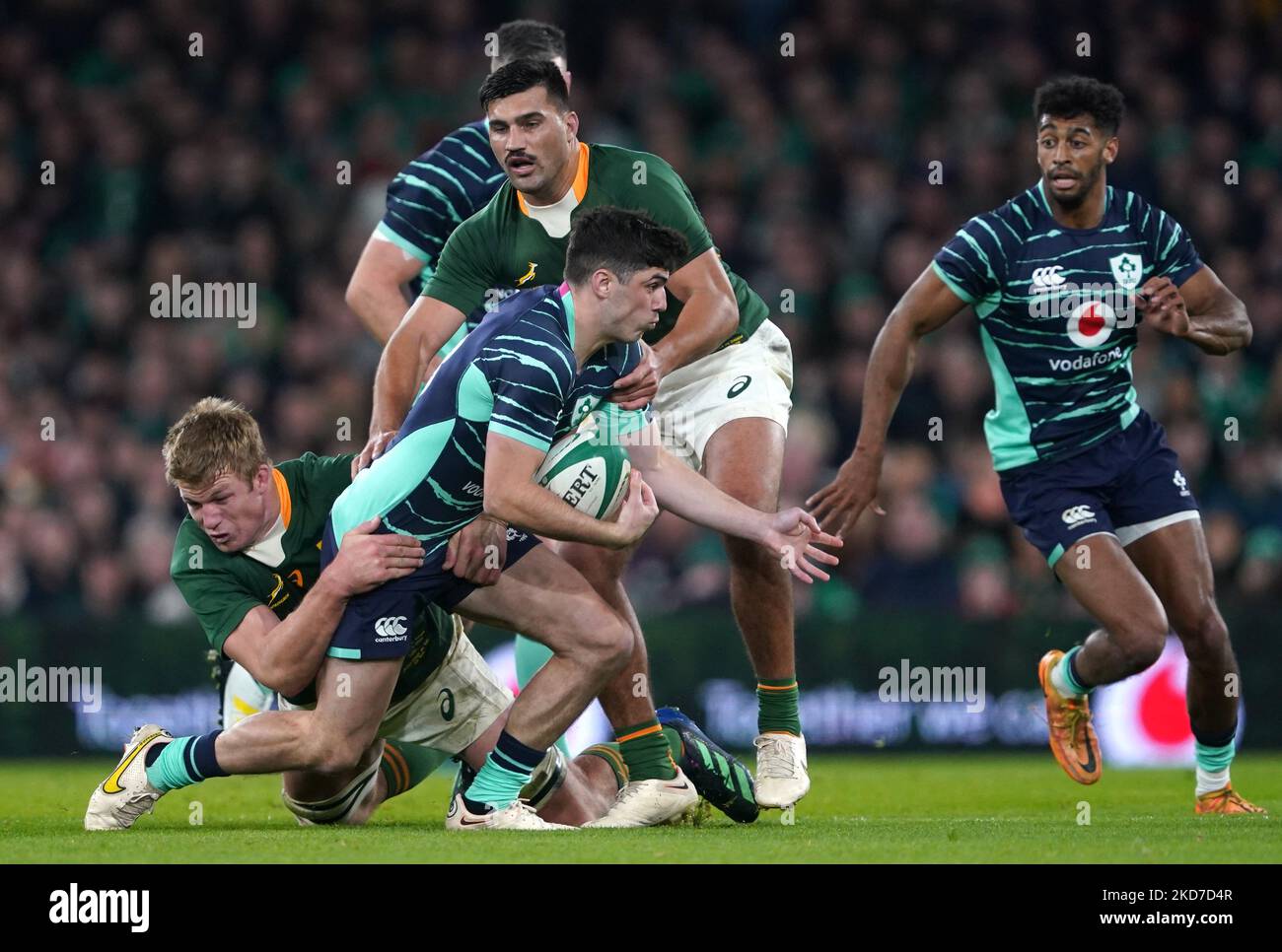Ireland's Jimmy O'Brien tackled by South Africa's Pieter-Steph du Toit ...