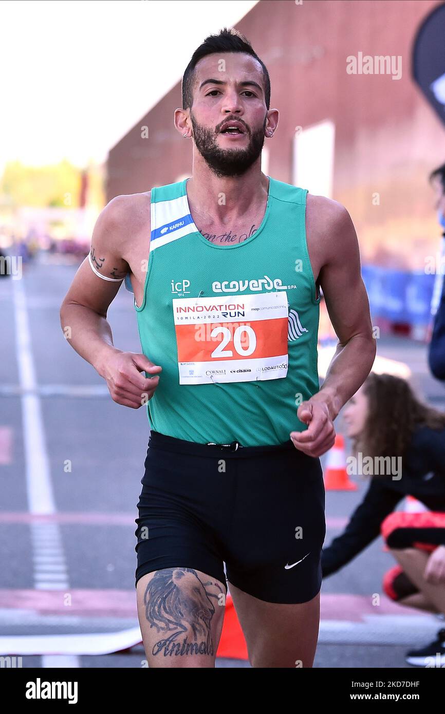 Omar Bouamer (bib 20, G.P. Parco Alpi Apuane) during the Innovation Run ...