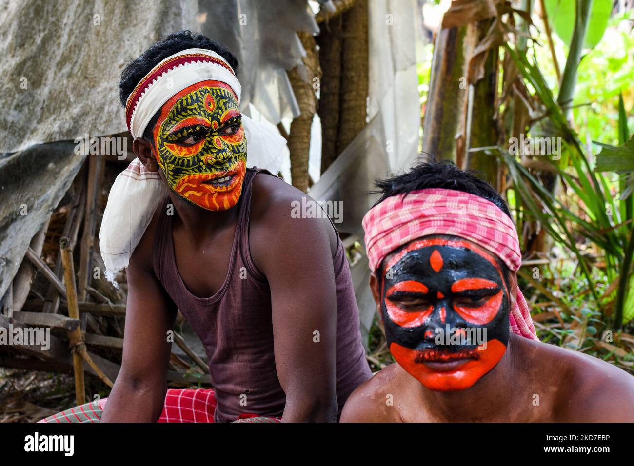 Devotees are seen with various colored art on his face , ahead of ...