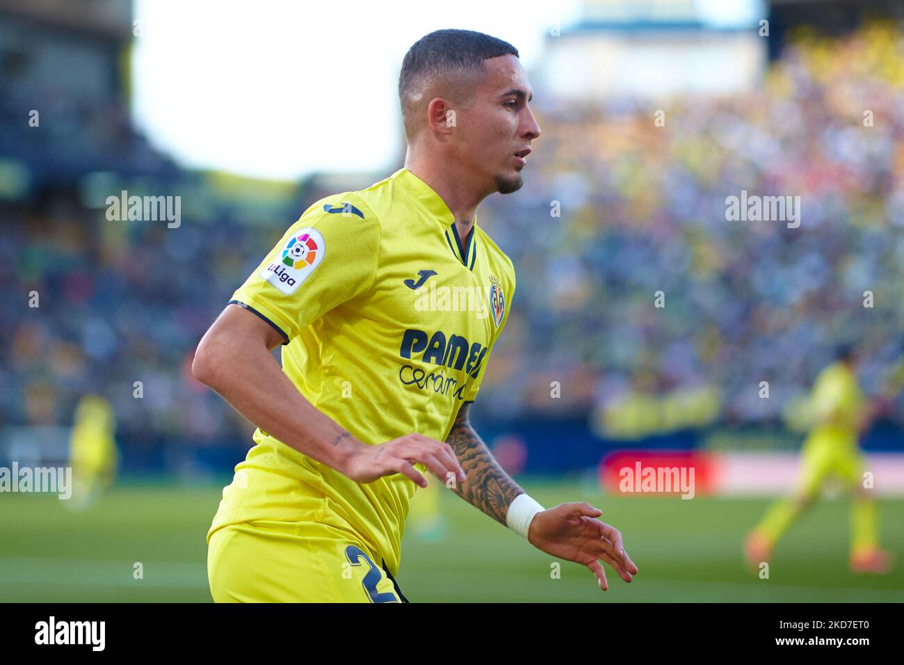 Yeremy Pino of Villarreal CF looks on during the La Liga Santander ...