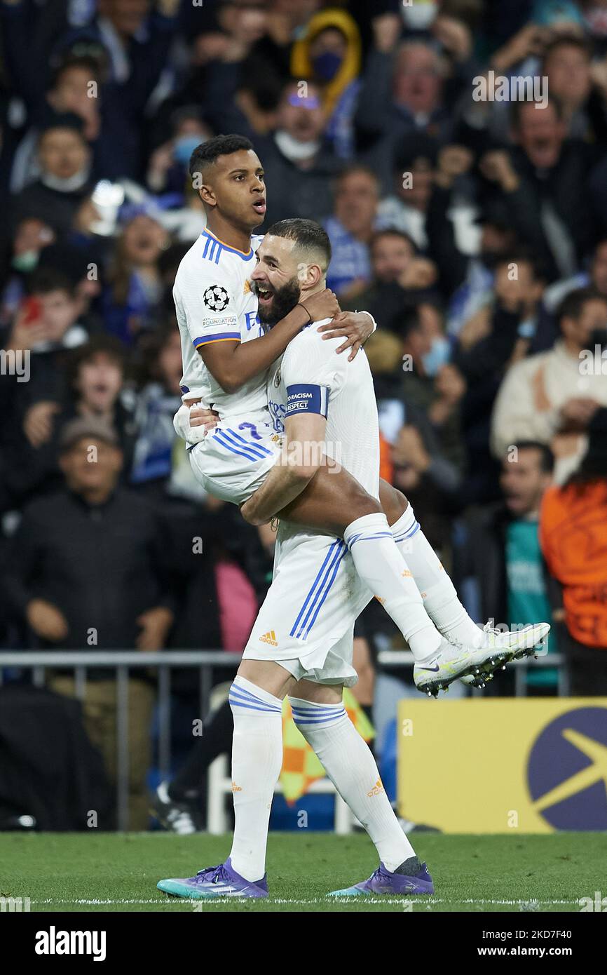 Rodrygo of Real Madrid celebrates after scoring his sides first goal ...