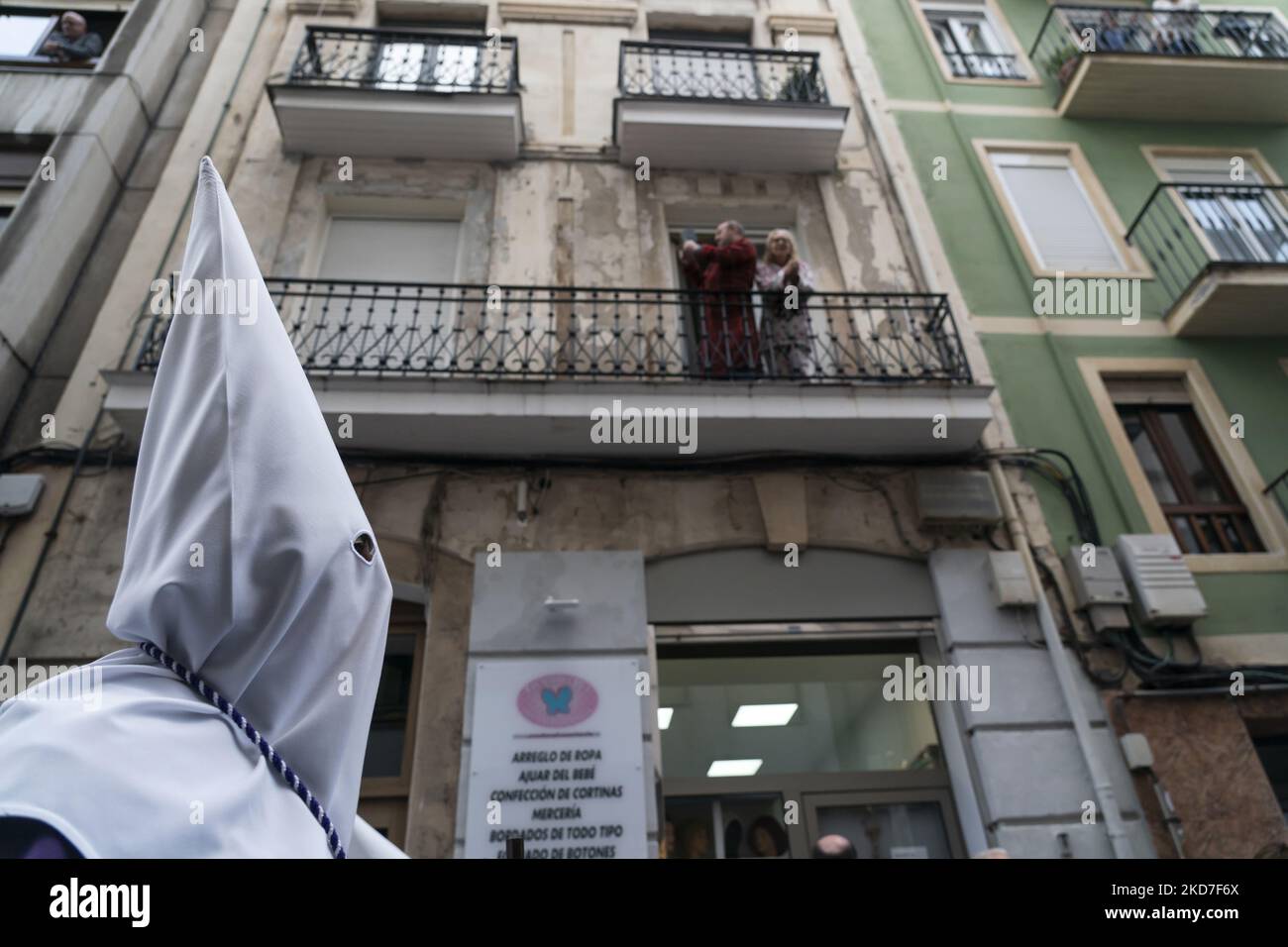 A member of the brotherhood of the Passion, during the procession of ...