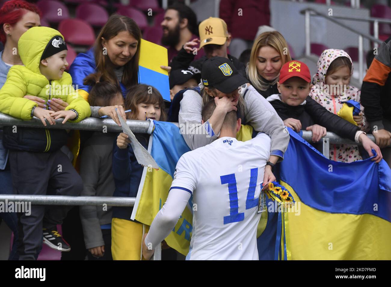 Maksym Diachuk reacts during the UEFA Youth League Round of Sixteen match between Dynamo Kyiv ...