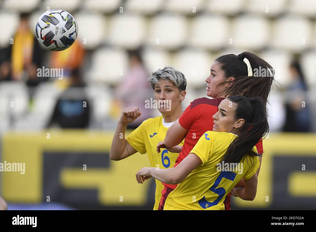 Svenja Folmli, Teodora Meluta and Maria Ficzay in action during the ...