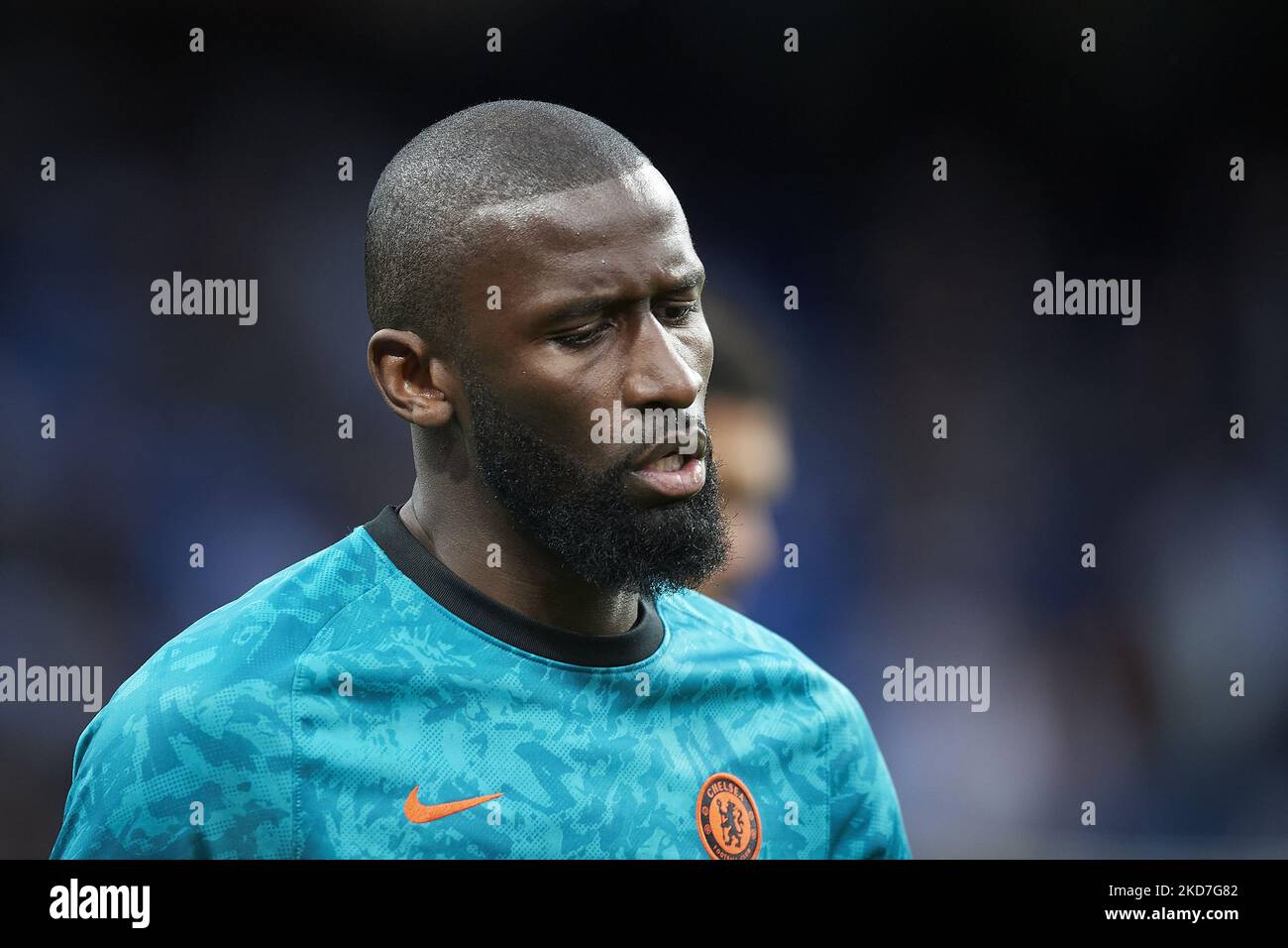 Antonio Rudiger of Chelsea during the warm-up before the UEFA Champions ...