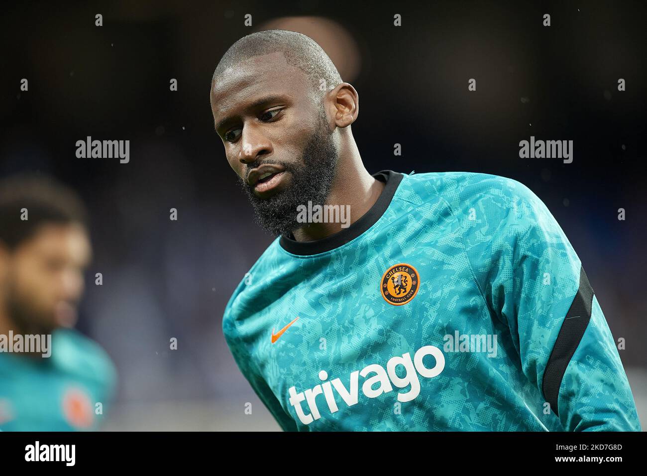 Antonio Rudiger of Chelsea during the warm-up before the UEFA Champions ...