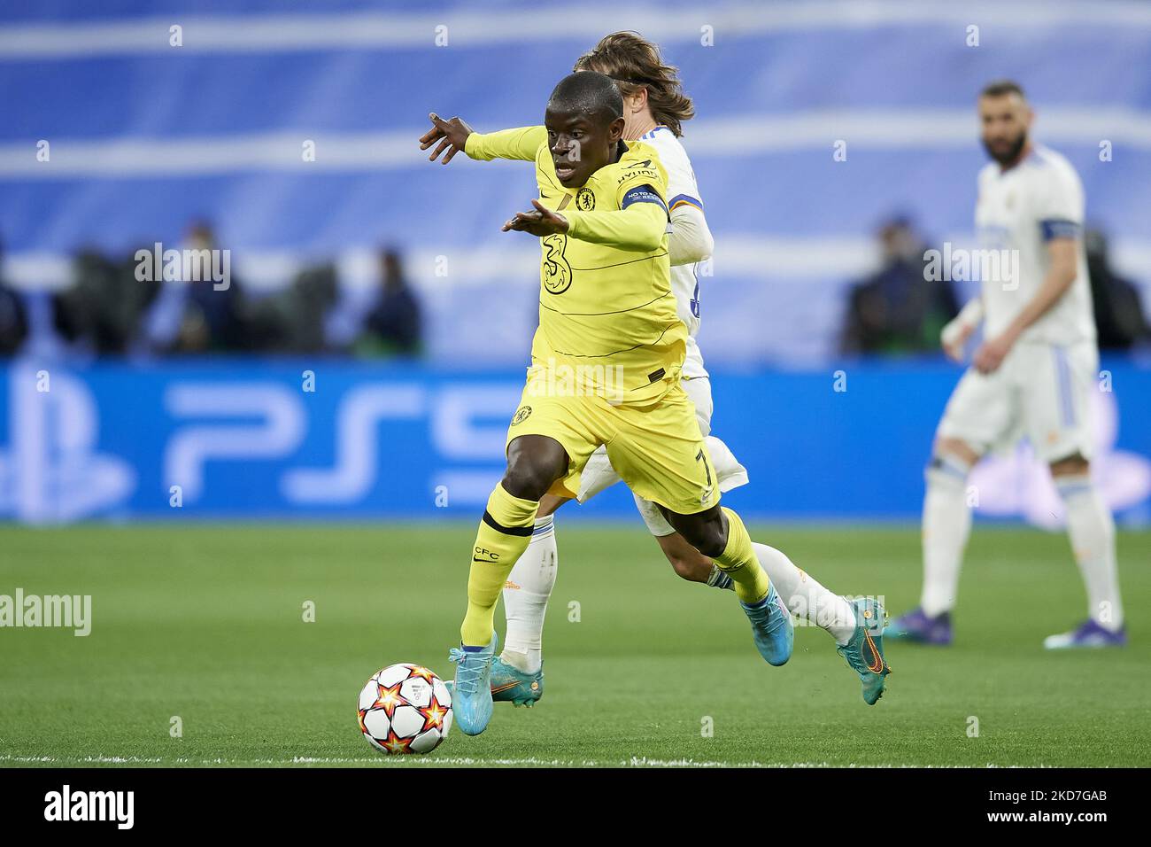 N'Golo Kante of Chelsea runs with the ball during the UEFA Champions ...