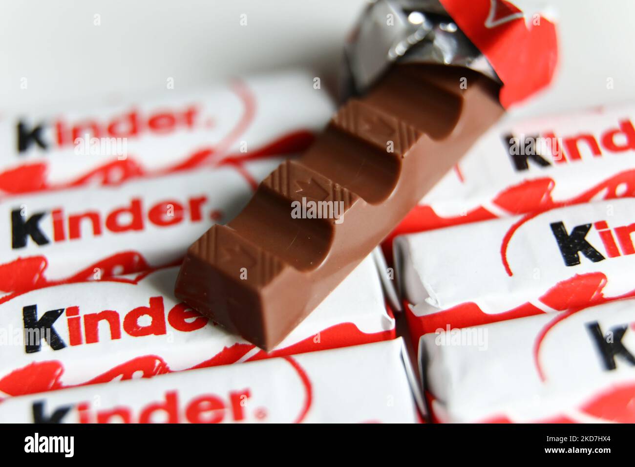 Kinder Chocolate bars are seen in this illustration photo taken in ...