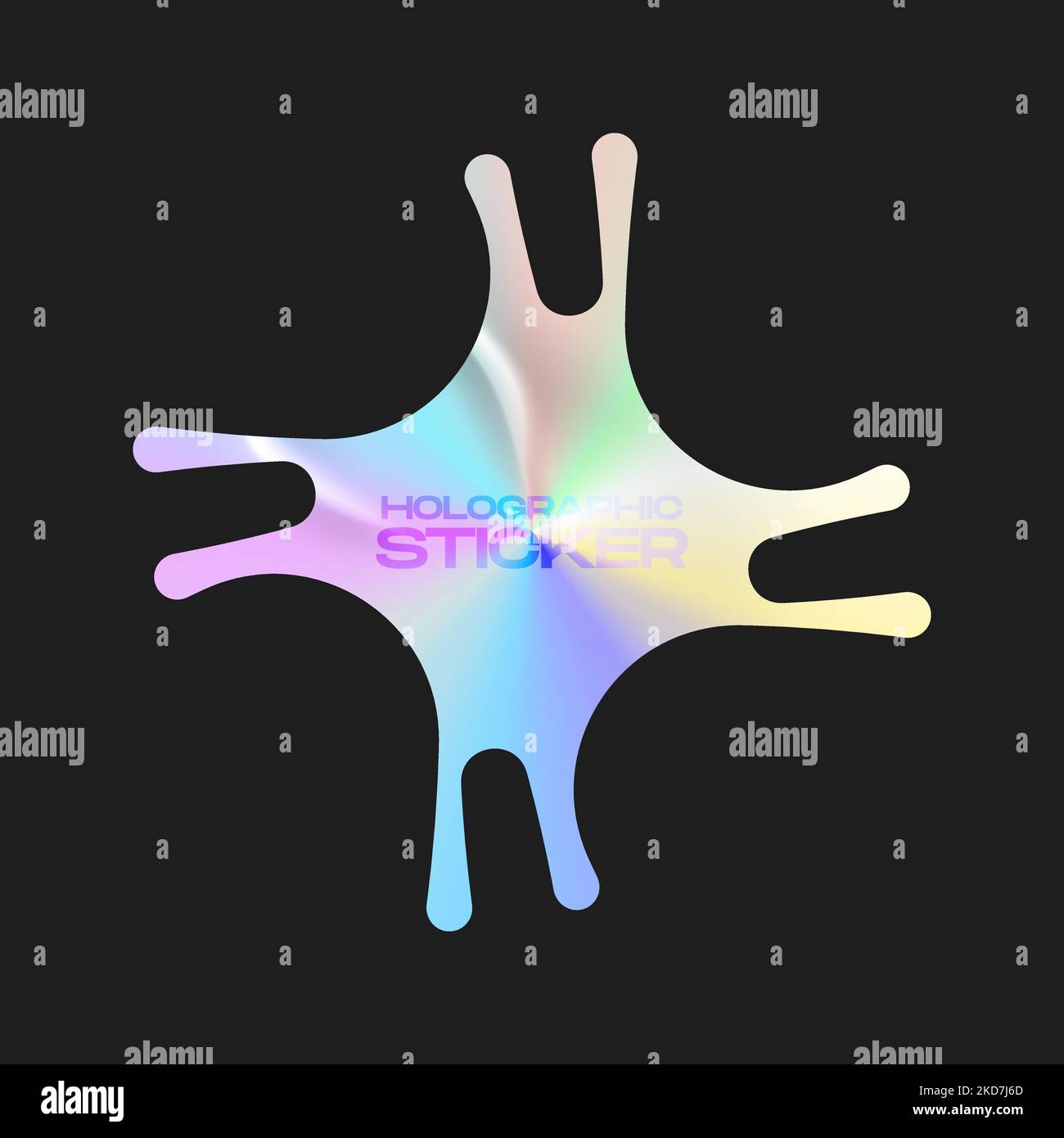 A vector illustration of a shiny holographic sticker isolated on a gray ...