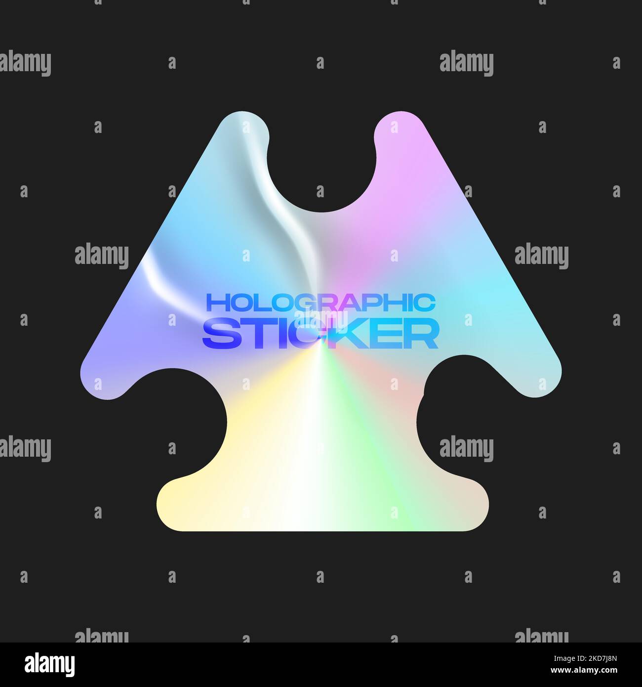 A vector illustration of a shiny holographic sticker isolated on a gray ...