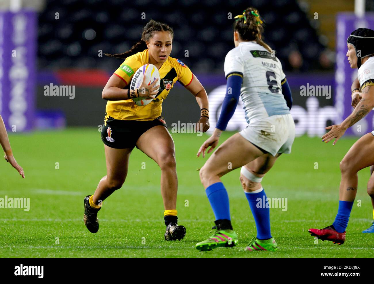 Papua New Guinea's Sera Koroi in action during the Women's Rugby League ...