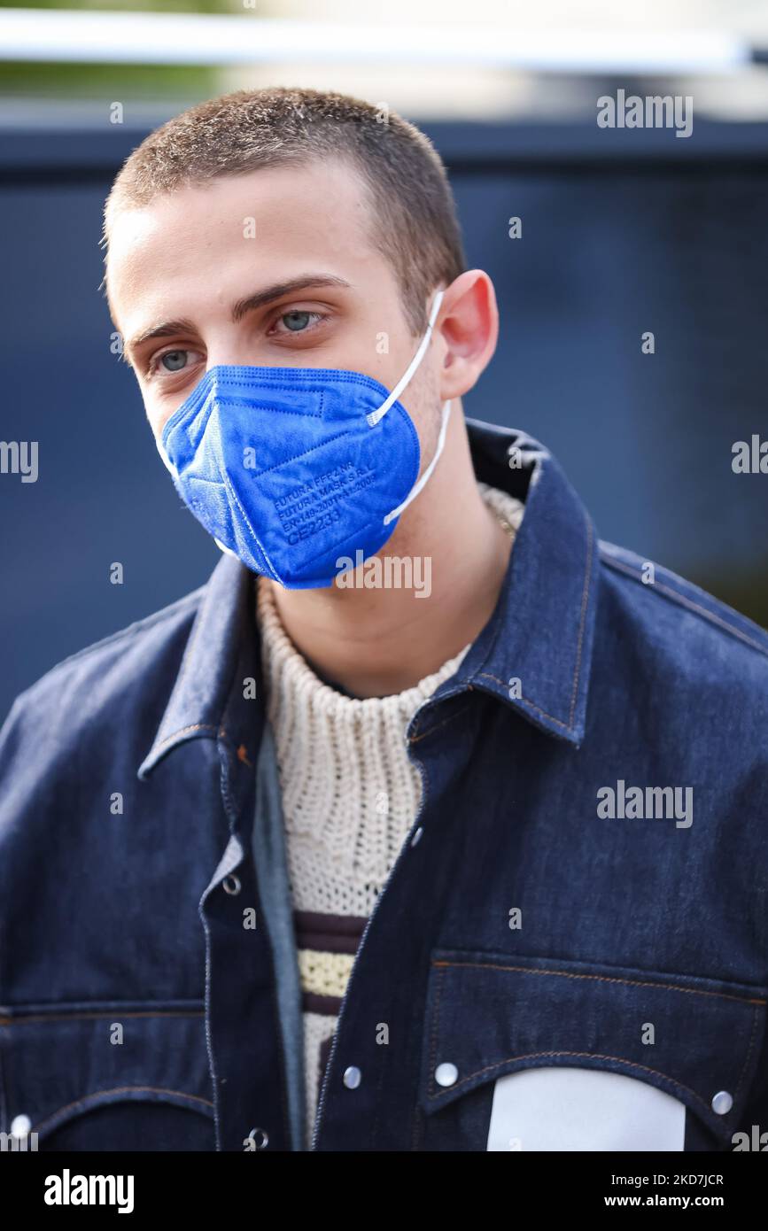 Sangiovanni seen outside RTL radio on April 06, 2022 in Milan, Italy ...