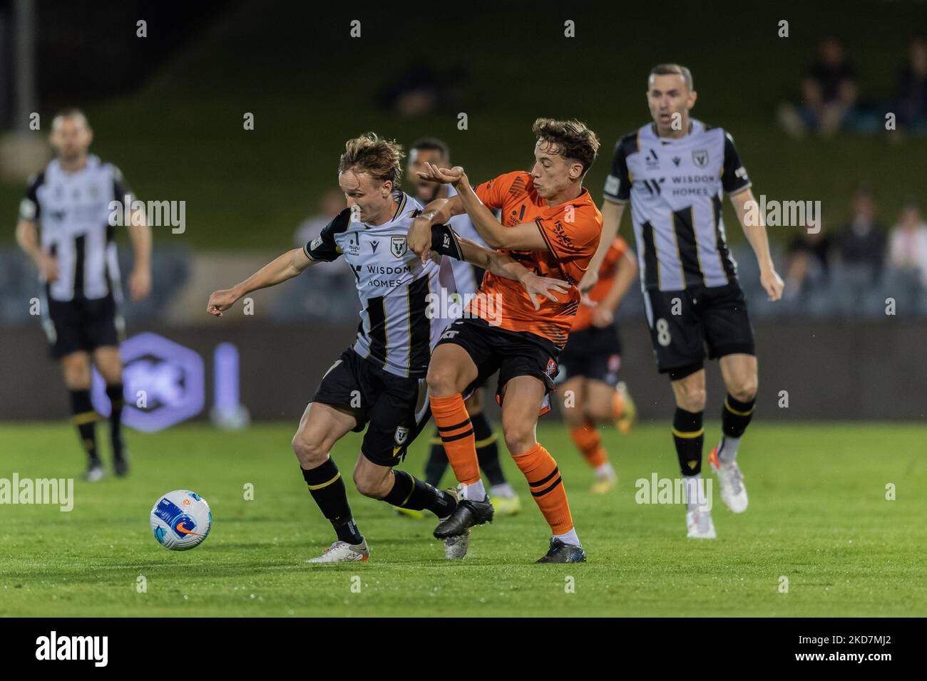 Lachlan Rose of the Bulls competes for the ball during the A-League ...
