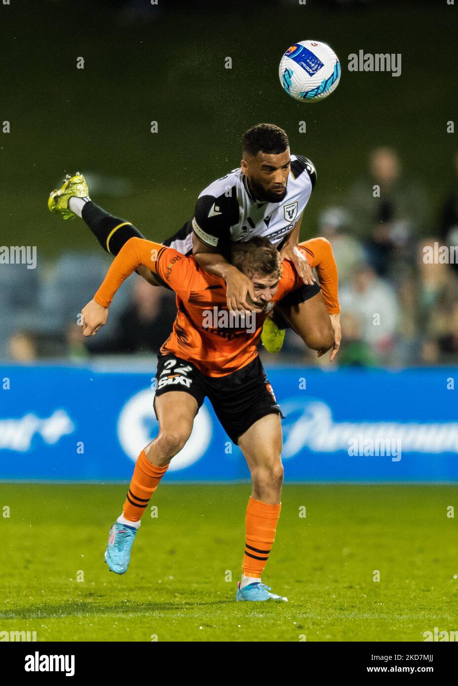 Adrian Mariappa of the Bulls and Alexander Parsons of the Roar contests ...