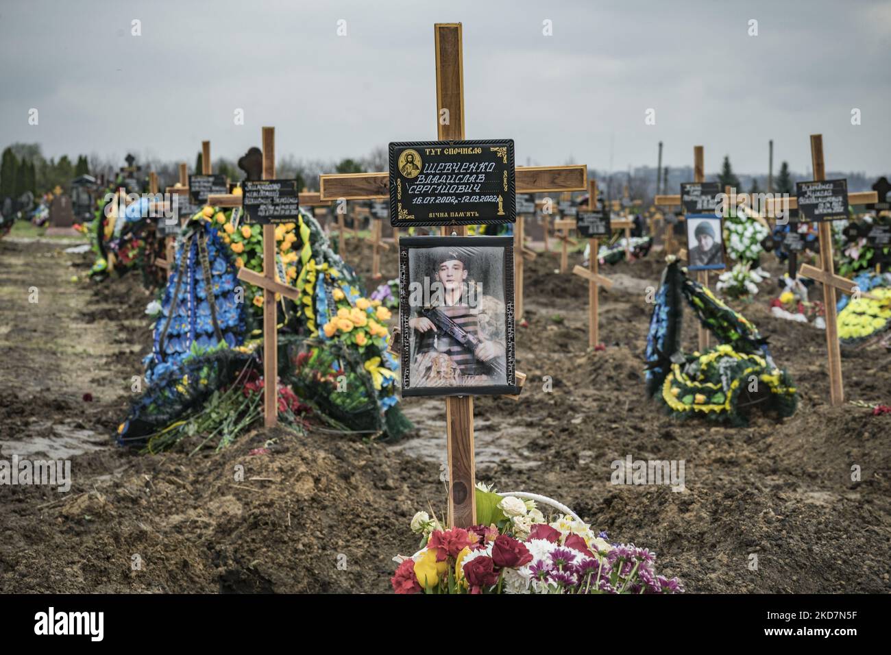 Grave of one ukrainian soldier killed in combat action during the ...